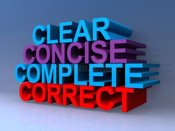 Clear Concise Complete Correct on Blue Stock Illustration ...