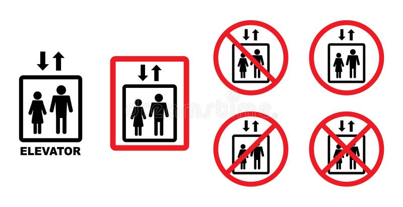 Elevator Icon. Elevator Up and Down Signs with People Icons. Elevator ...