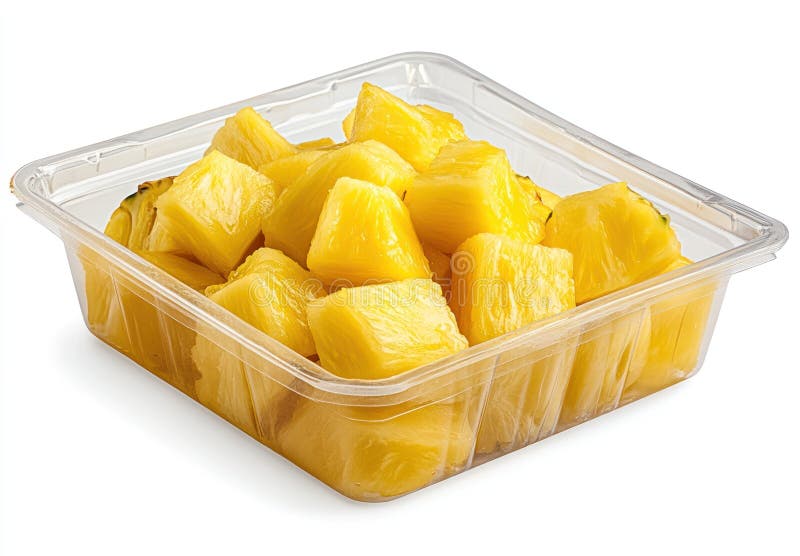 A Clear Container Filled with Fresh, Diced Pineapple Pieces Stock Photo - Image of snack, meal ...