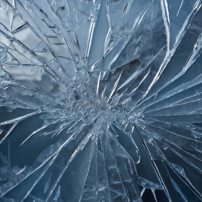 Clear Cracked Ice Surface with Fissures and Intricate Frozen Patterns ...