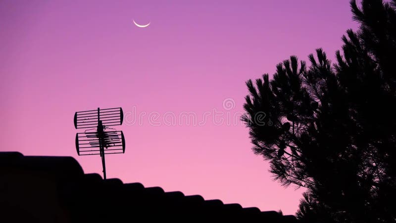 Clear Crescent Moon Setting in the Sky at Dawn Stock Video - Video of ...