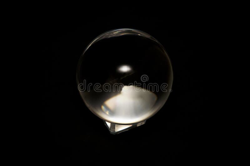 Clear Crystal Ball on Base with Black Background Stock Photo - Image of ...