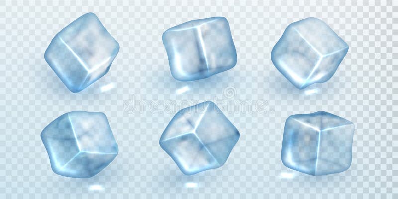 Clear Crystal Cubes Isolated on Transparent Background. Realistic ...
