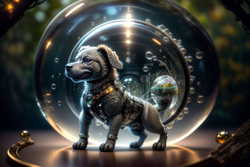 Clear Crystal Globe with a Cute Dog in the Middle. Environment Concept ...