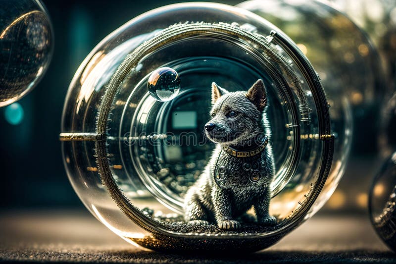 Clear Crystal Globe with a Cute Dog in the Middle. Environment Concept ...