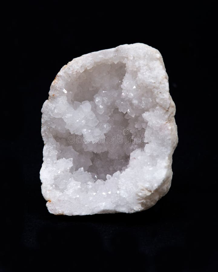 Clear Crystal Quartz Geode with Crystalline Druzy Center Stock Image ...