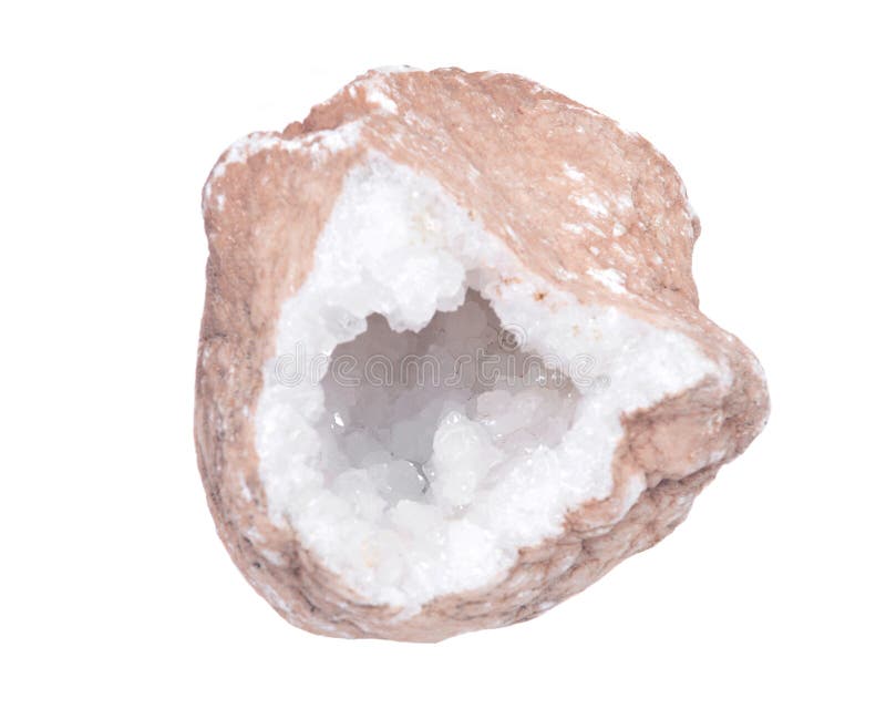 Clear Crystal Quartz Geode with Crystalline Druzy Center Stock Photo ...