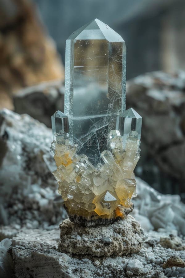 A Clear Crystal on a Rock Surrounded by Other Rocks, AI Stock Image ...