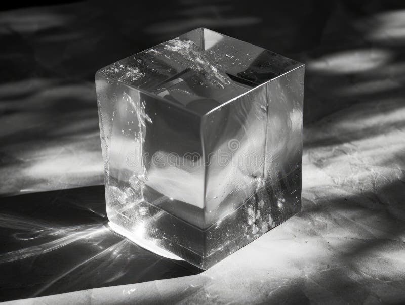 A Clear Cube Sits on a White Table Stock Photo - Image of cool, clean ...