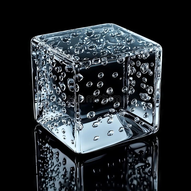 A Clear Cube of Water is Enveloped by Water Droplets. Stock Image ...