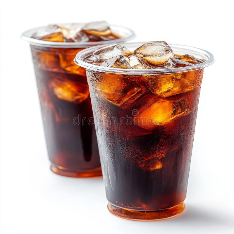 A Clear Cup of Cold Brew Iced Coffee, Set Against a Transparent ...