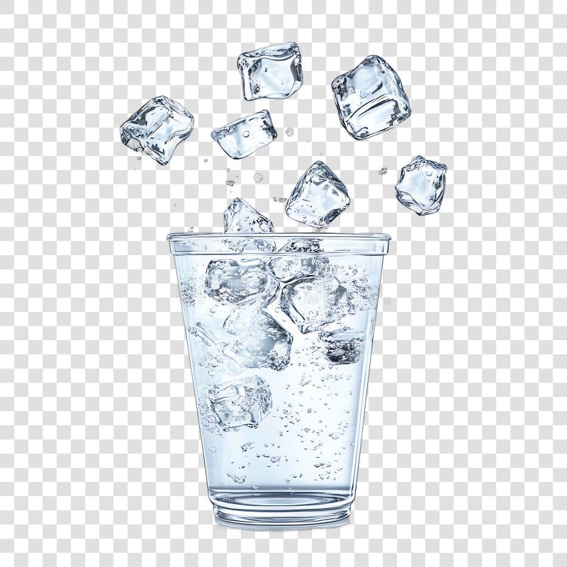 Clear Cup with Ice Falling into it Stock Photo - Illustration of motion ...
