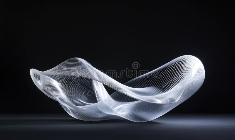 A Clear, Curved Object with a Black Background Stock Illustration ...