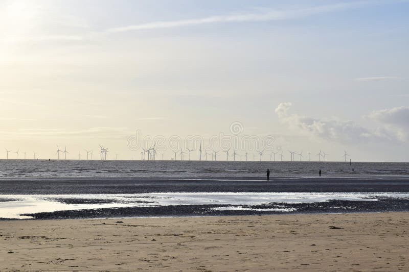 Clear Day at Crosby Beach, Liverpool Stock Image - Image of ...