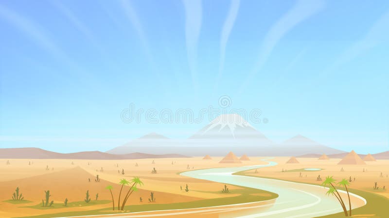Clear day in the desert. stock illustration. Illustration of clouds ...