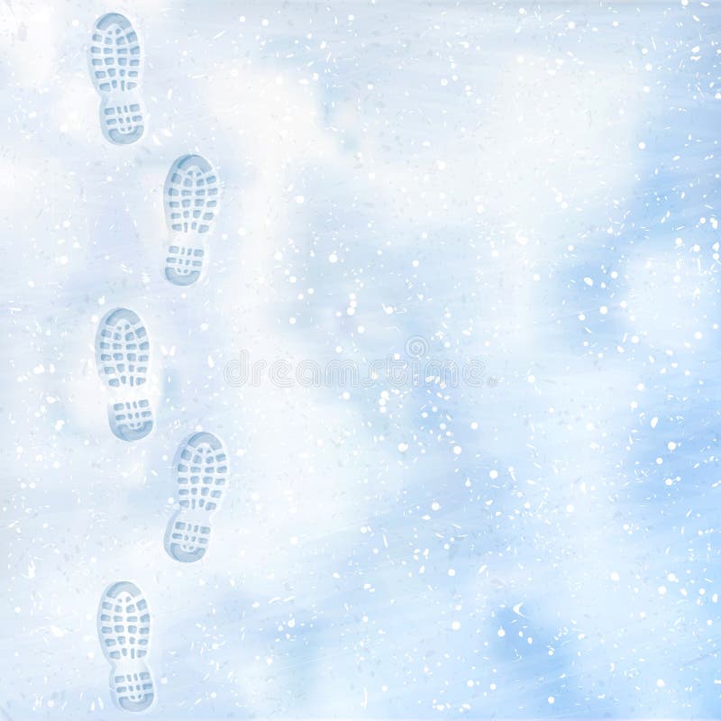 Clear Deep Footprints on White Winter Snow of a Pair of Boots. Track in ...