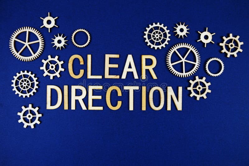 Clear Direction Alphabet Letters with Gears Element on Navy Blue ...