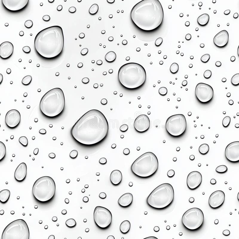 Clear Droplets Create Seamless Pattern on White Background, Evoking ...