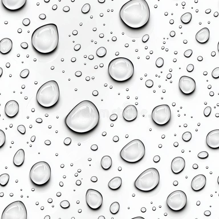 Clear Droplets Create Seamless Pattern on White Background, Evoking ...