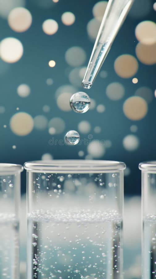Droplets of Liquid Being Added To Glass Beakers in Laboratory Setting ...