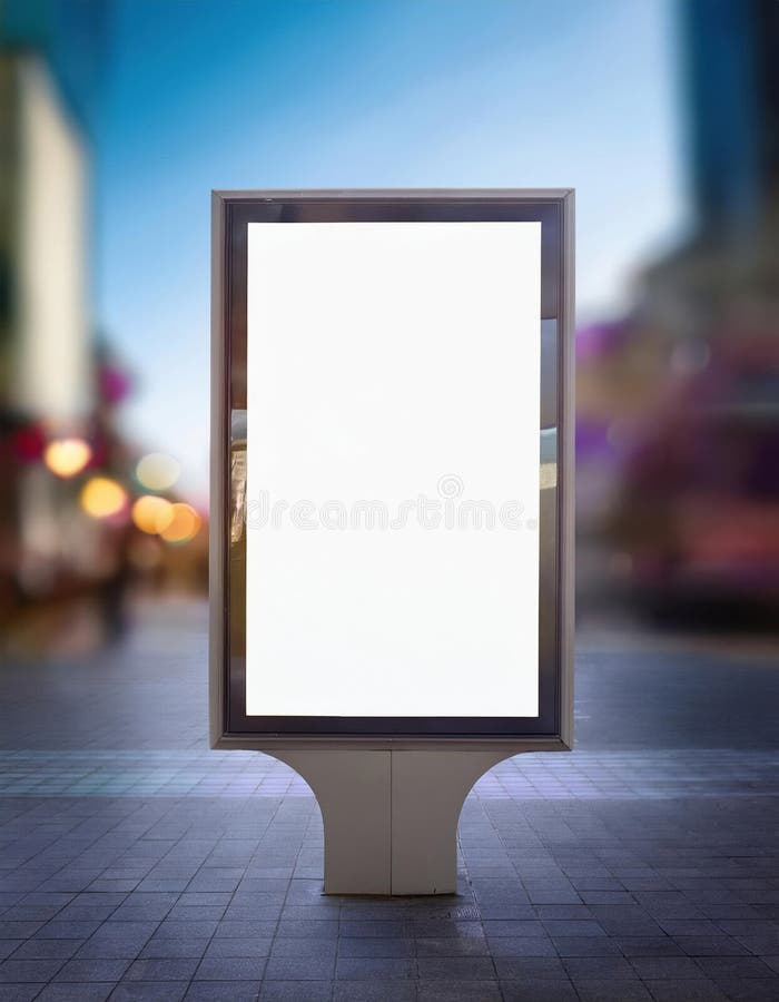 Clear and Empty Advertising Display in Urban Setting during Twilight ...