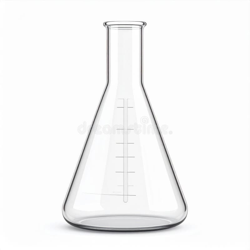 Clear Empty Erlenmeyer Flask on White Background Stock Illustration ...