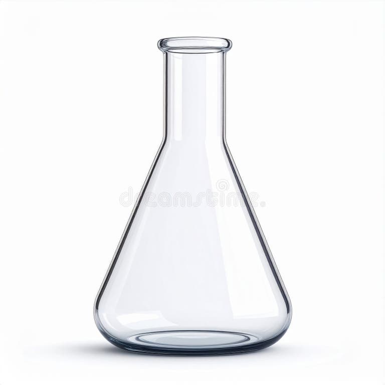 Clear Empty Erlenmeyer Flask on White Background Stock Illustration ...