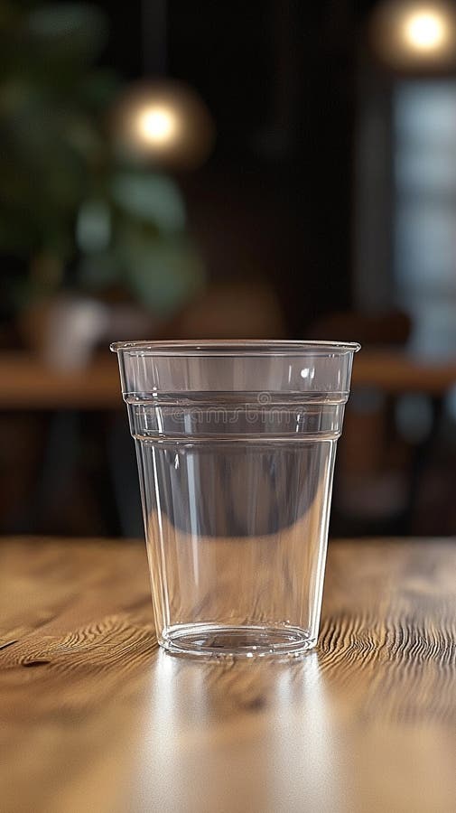 Clear Plastic Cup on Wooden Table Restaurant Setting Beverage Glassware ...