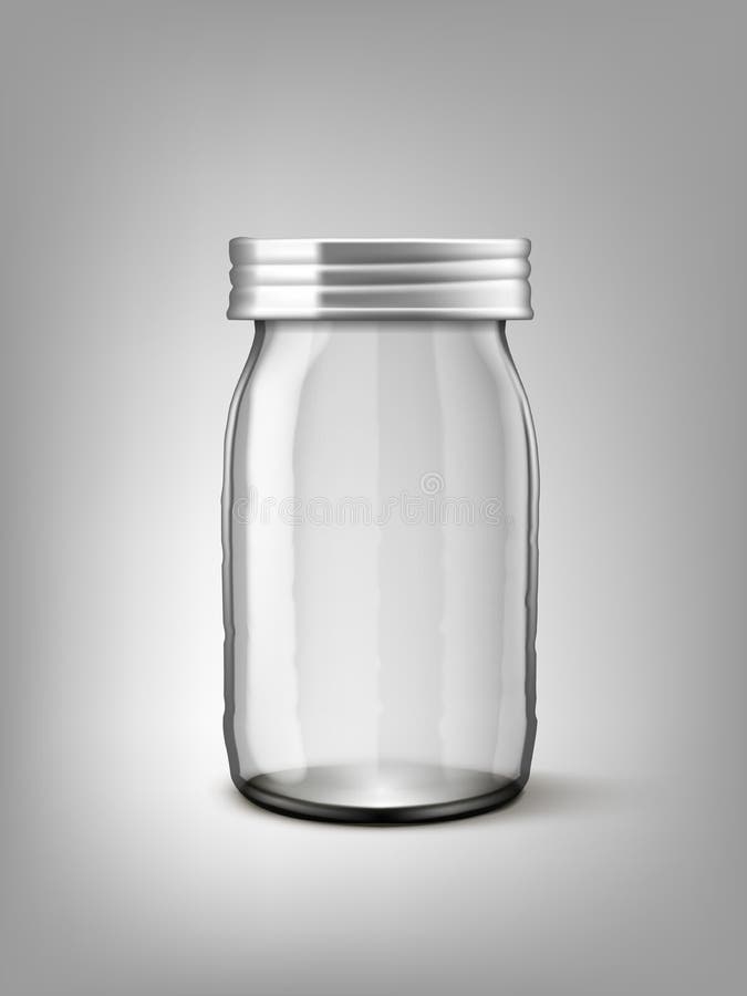 Clear Empty Transparent Glass Jar with Silver Cap Stock Vector ...