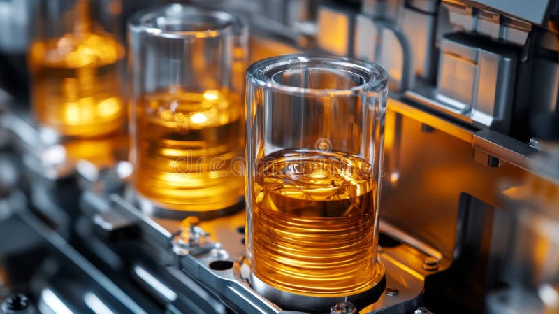 Clear Engine Coolant and Ethylene Glycol Inside Engine System Stock ...