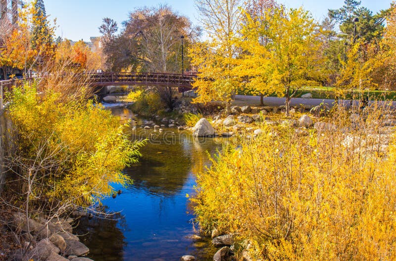 Clear Fall Day at Local River Stock Image - Image of clear, walkway ...