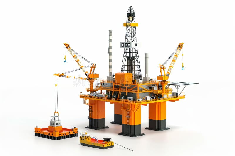 Clear and Focused: Oil Rig Isolated on Pristine White Background AI ...