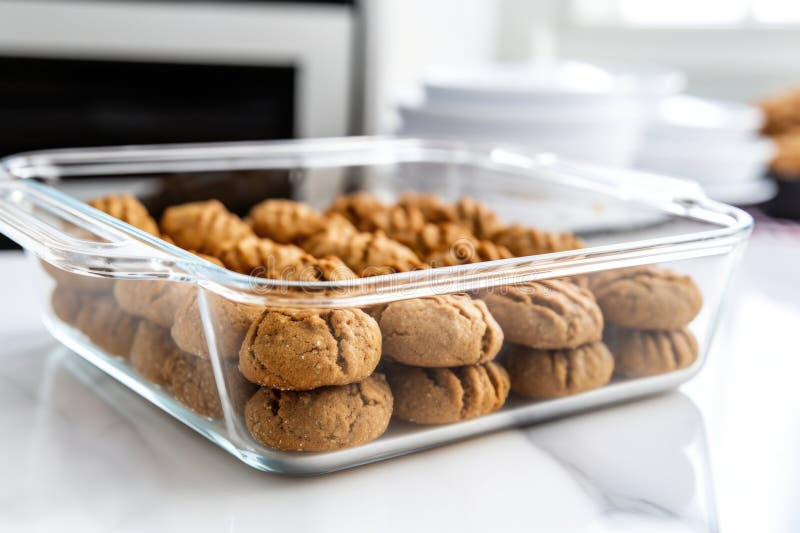 A Clear Food Storage Container Filled with Cookies Stock Photo - Image ...