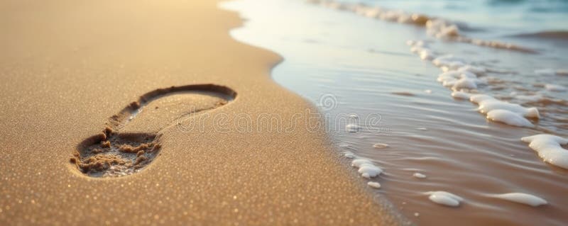 Clear Footprint in Wet Sand, Tide Receding, Smooth Surface, Texture ...