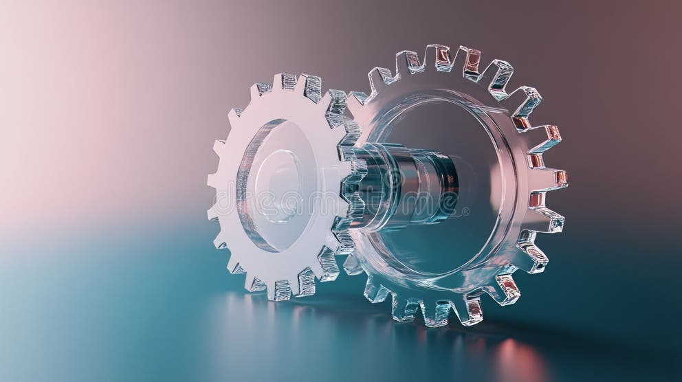 Clear Gears Represent Business Process, Solutions, Teamwork, Efficiency ...
