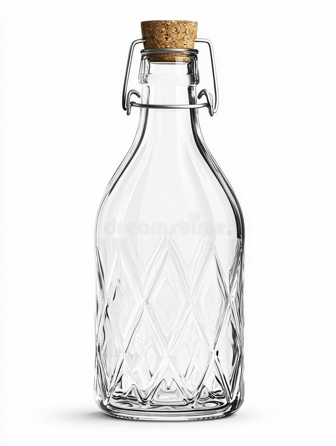 Etched Glass Bottle with Cork Stopper and Swing Top Stock Illustration ...