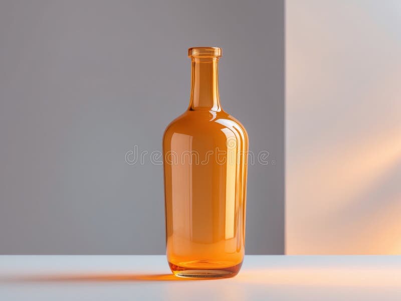 A Clear Glass Bottle Featuring a Beautiful Orange Tint Designed ...