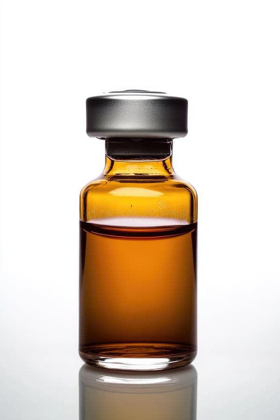 A Clear Glass Bottle Filled with a Translucent Liquid Sits on a Flat ...