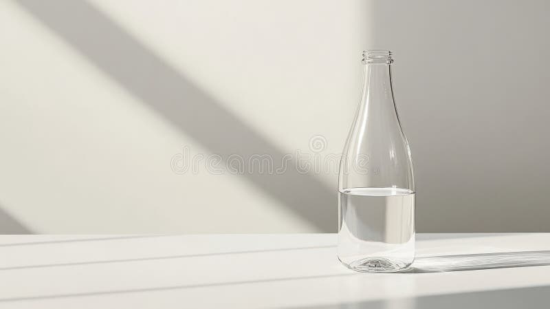 A Clear Glass Bottle Filled with Water, Illuminated by Soft Light and ...