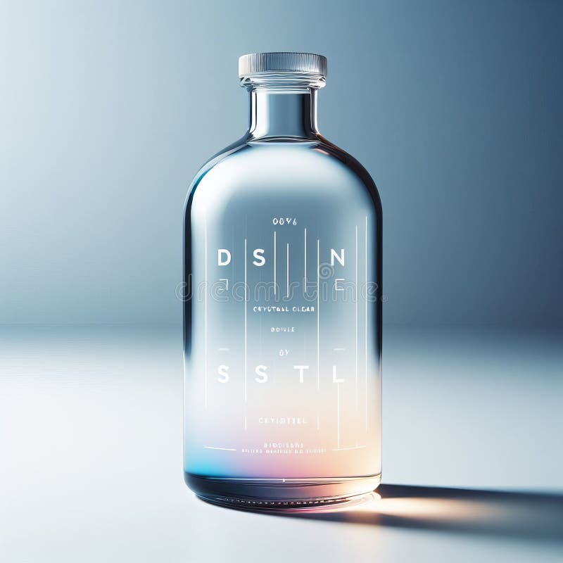 A Clear Glass Bottle with Minimalistic Typography and a Subtle Stock ...