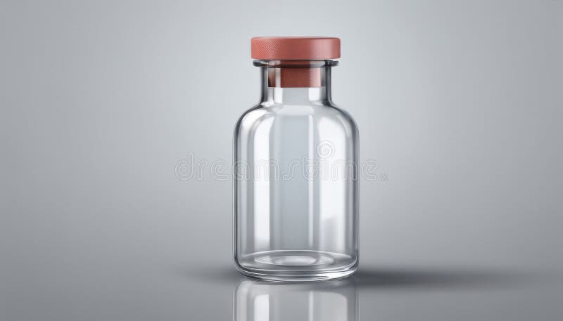 Clear Glass Bottle with Red Cap, Isolated on White Stock Illustration ...