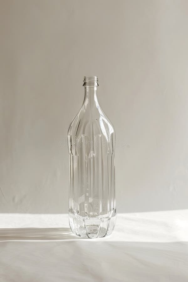 A Clear Glass Bottle Sitting on a White Table Stock Photo - Image of ...