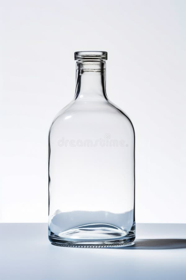 Clear Glass Bottle with White Background Behind it. Generative AI Stock ...