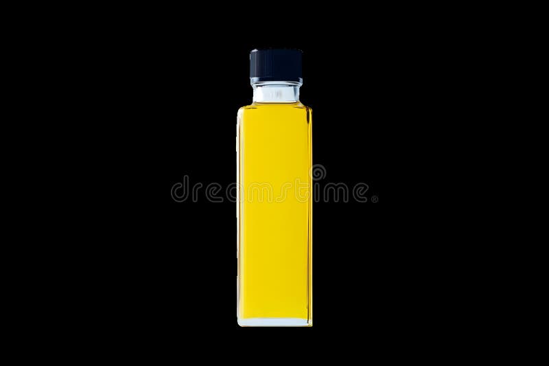Glass Bottle of Yellow Olive Oil with Black Cap Stock Image - Image of ...