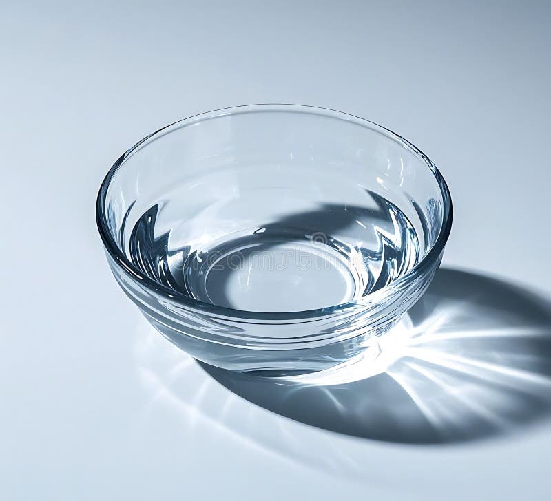 Clear Glass Bowl Resting on a Smooth, White Surface. Stock Illustration ...