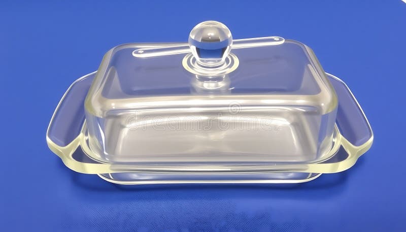 Clear Glass Butter Dish with a Lid, Elegant Kitchenware Generative AI ...