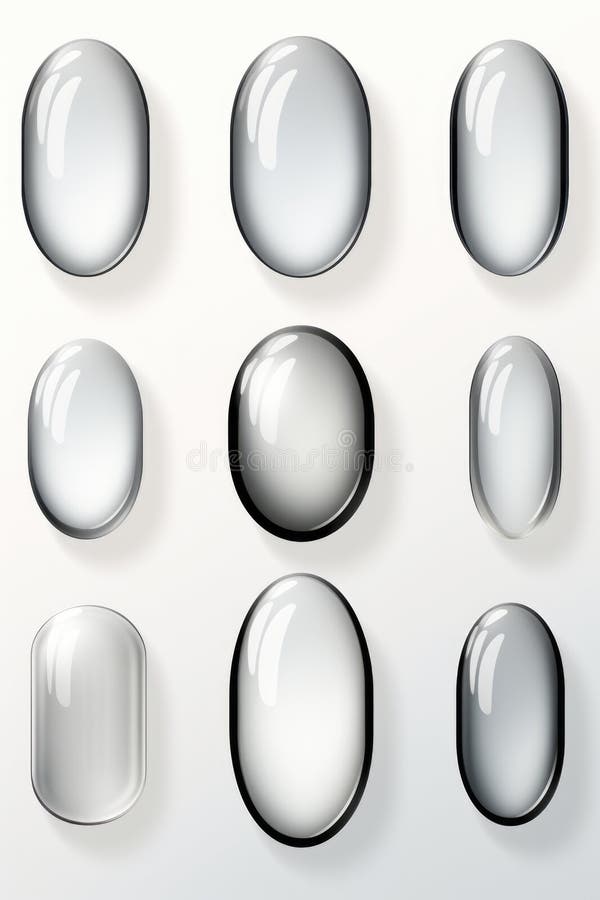 Clear Glass Buttons on a Plain White Background. Perfect for Web Design ...