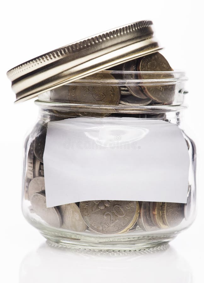 Clear Glass with Cash Over White Background Stock Photo - Image of ...