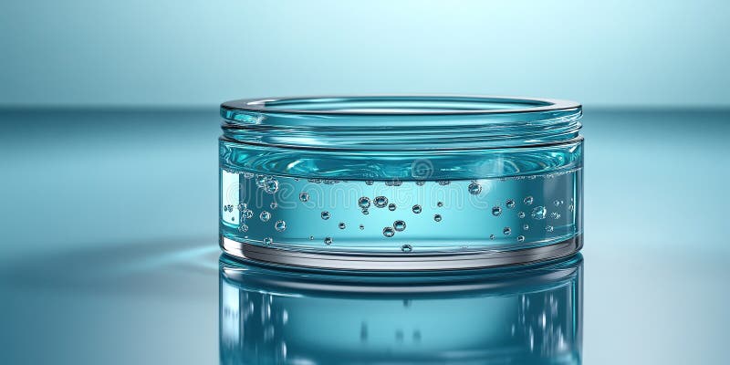Clear Glass Container Filled with Turquoise Liquid and Bubbles on a ...