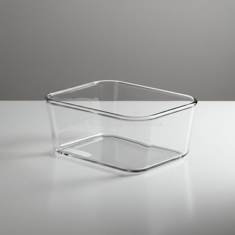 Clear Glass Container with a Rectangular Shape and Rounded Corners ...